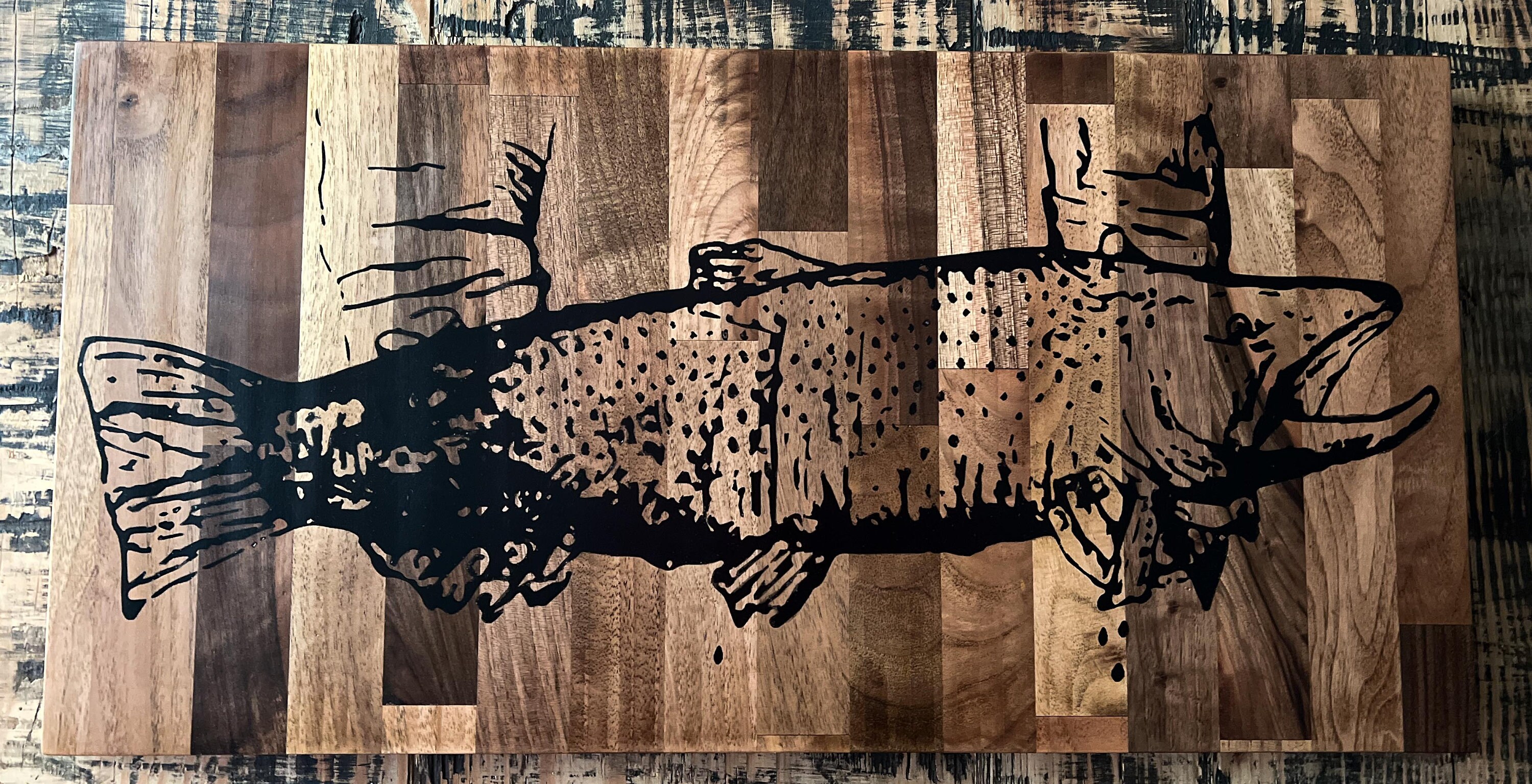 Blackfoot River Topo Map / Trout Fish Cutting Board, Charcuterie ...