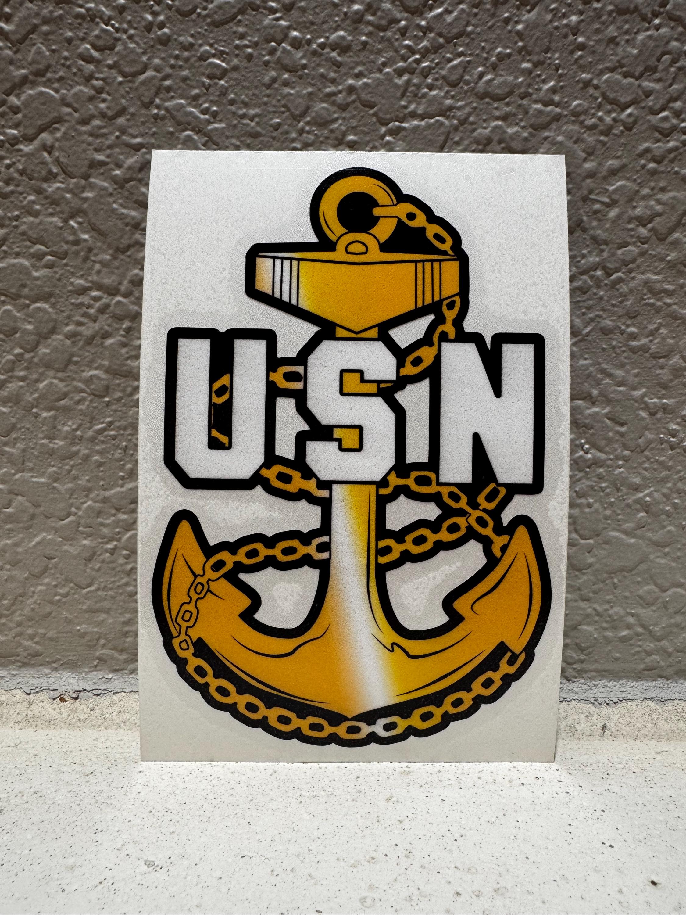 USN Navy E-7 CPO Chief Petty Officer Anchor Inspired Car Window Sticker ...