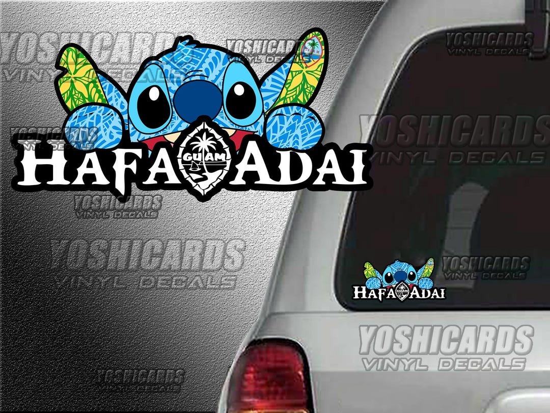 Guam Tribal Hafa Adai Stitch Peeking Inspired Logo Window Car Laptop ...