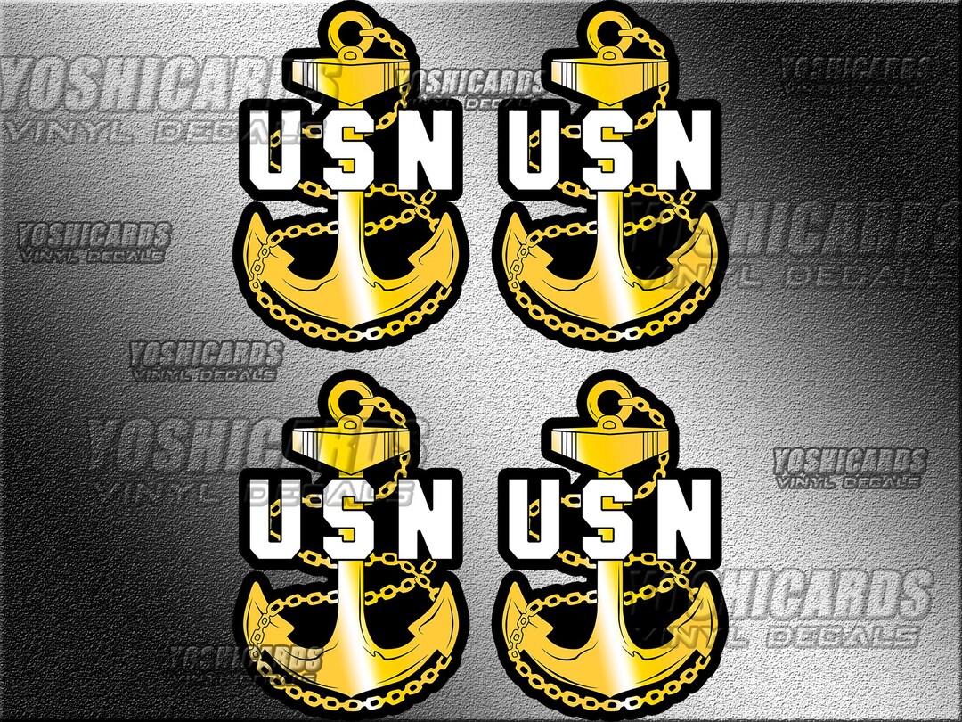 Four 4 Small USN Navy E-7 CPO Chief Petty Officer Anchor Inspired Car ...