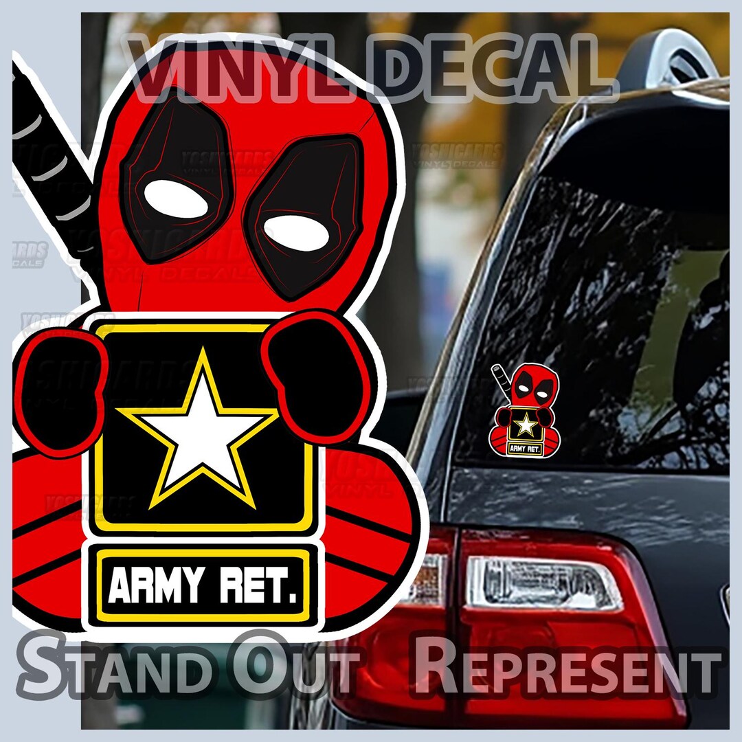 US Army Retired Veteran Decal | Proud Deadpool Inspired Vinyl Sticker ...