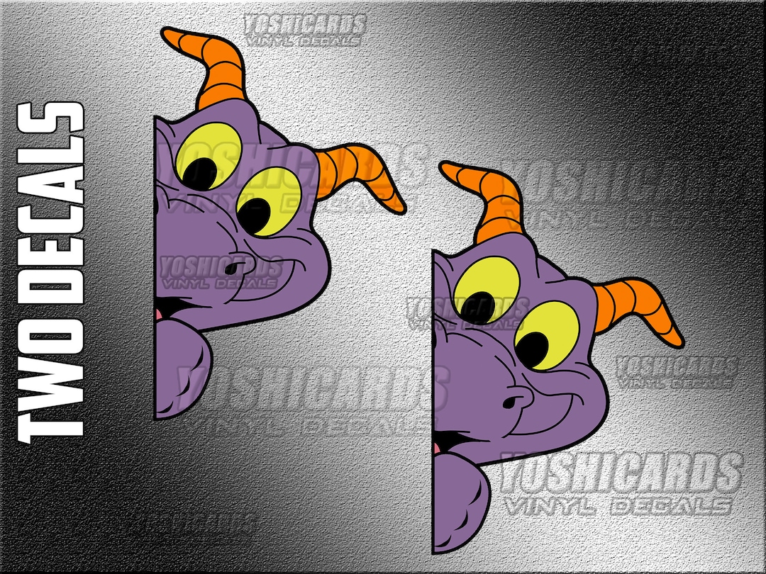 Two (2) Small Figment Side Peeking Inspired Car Window Laptop Vinyl ...