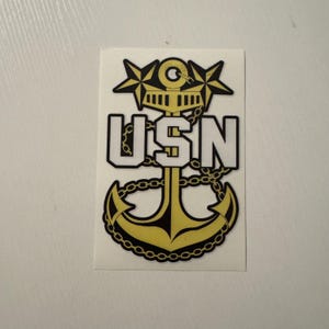 USN Navy E-9 Master Chief Petty Officer Anchor MCPO Inspired Car Window ...