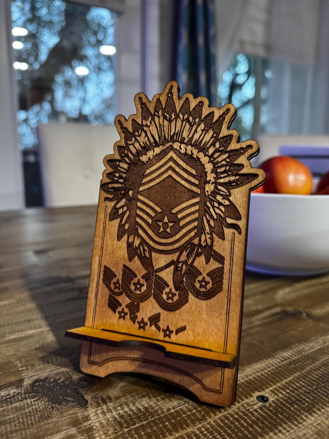 Cmsgt USAF Wooden Phone Stand | Chief Master Sergeant E9 Military Gift ...