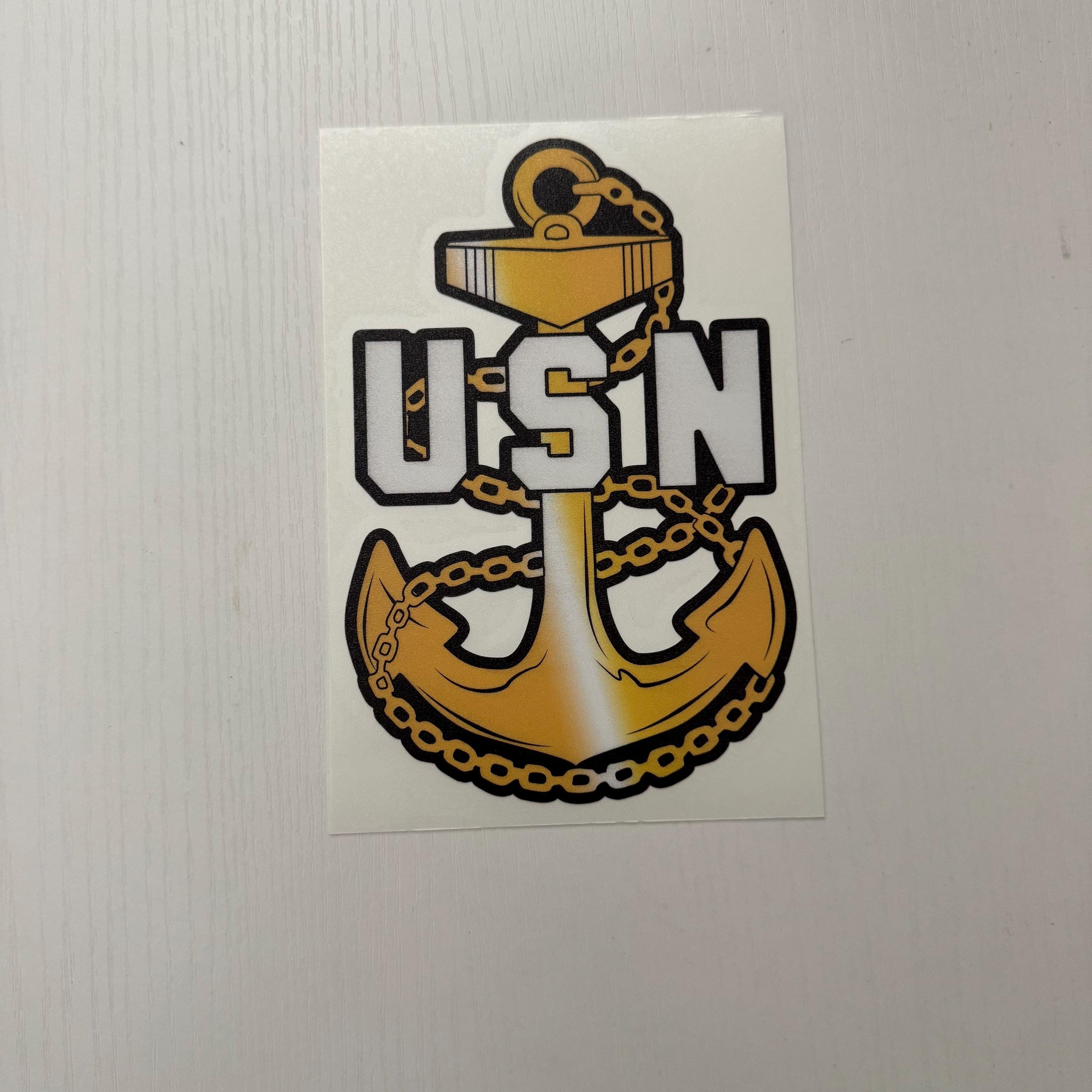USN Navy E-7 CPO Chief Petty Officer Anchor Inspired Car Window Sticker ...