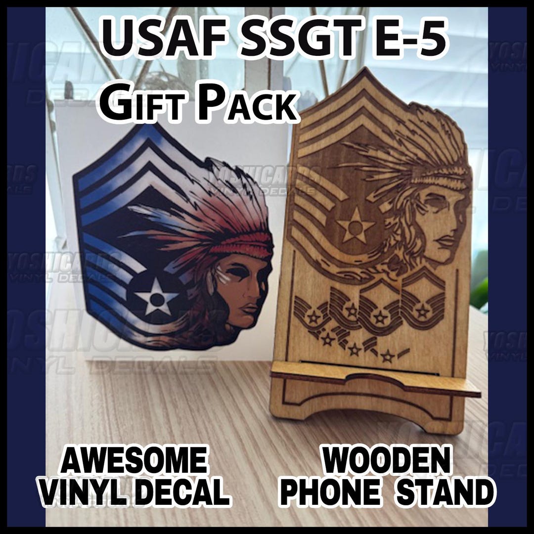 USAF Female Cmsgt Gift Set | E9 Chief Phone Stand & Decal | Air Force ...