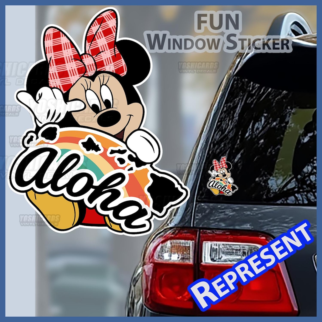 Hawaii Minnie Aloha Chibi Inspired Car Window Sticker Islands Laptop ...