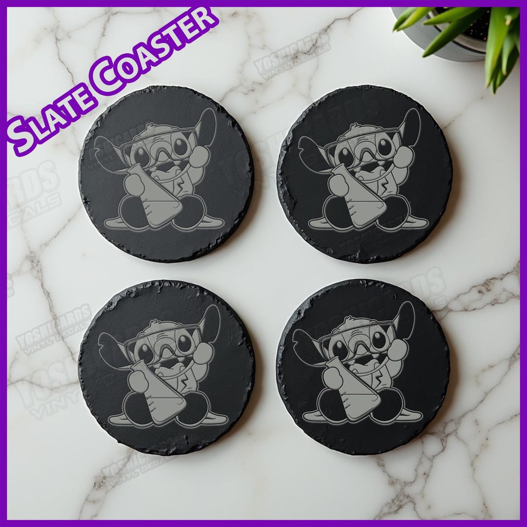 Set of 4 Lab Technician Stitch Slate Coasters, Beaker Science Gift ...