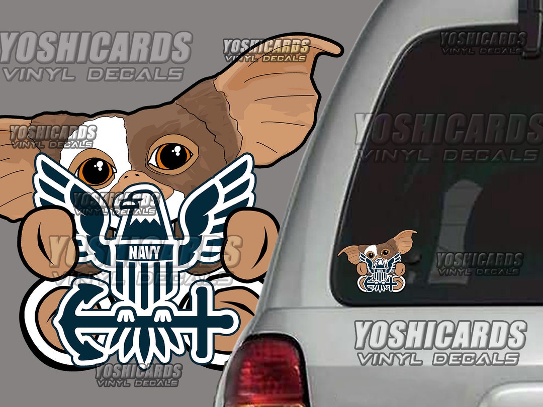 USN Navy Gizmo Eagle Anchor Mogwai Inspired Car Window Sticker Laptop ...