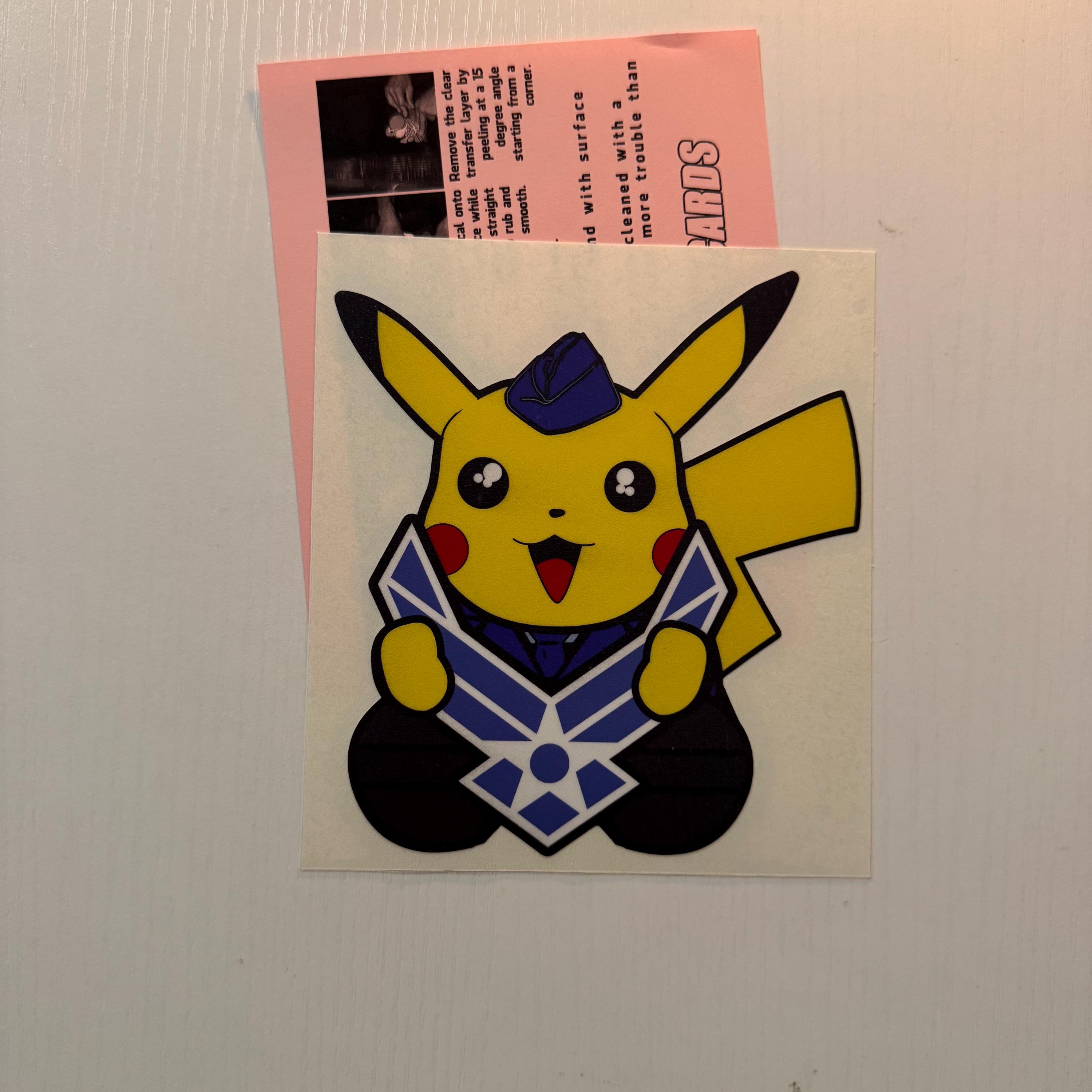 USAF Pikachu Inspired Airman Blues Military Car Truck Auto Window ...