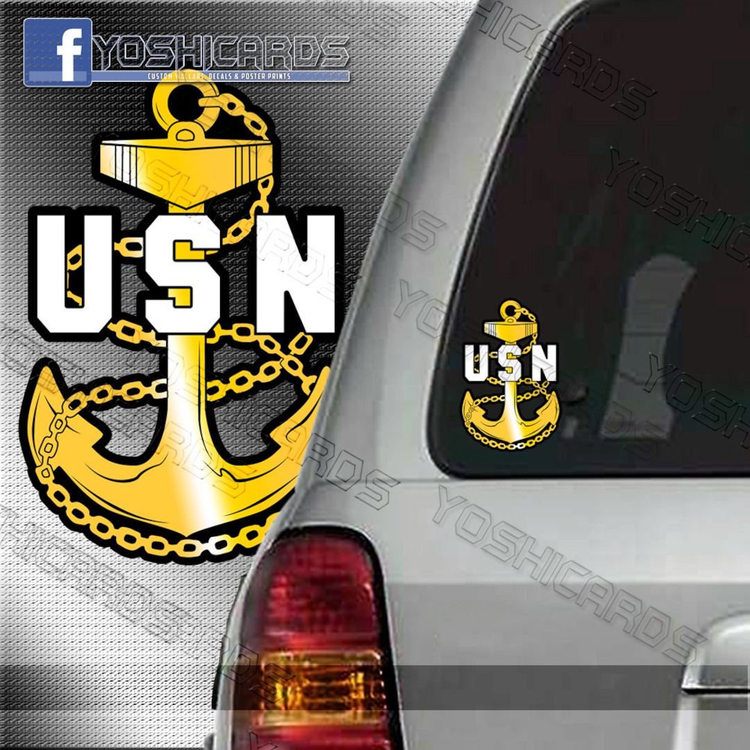 USN Navy E-7 CPO Chief Petty Officer Anchor Inspired Car Window Sticker ...