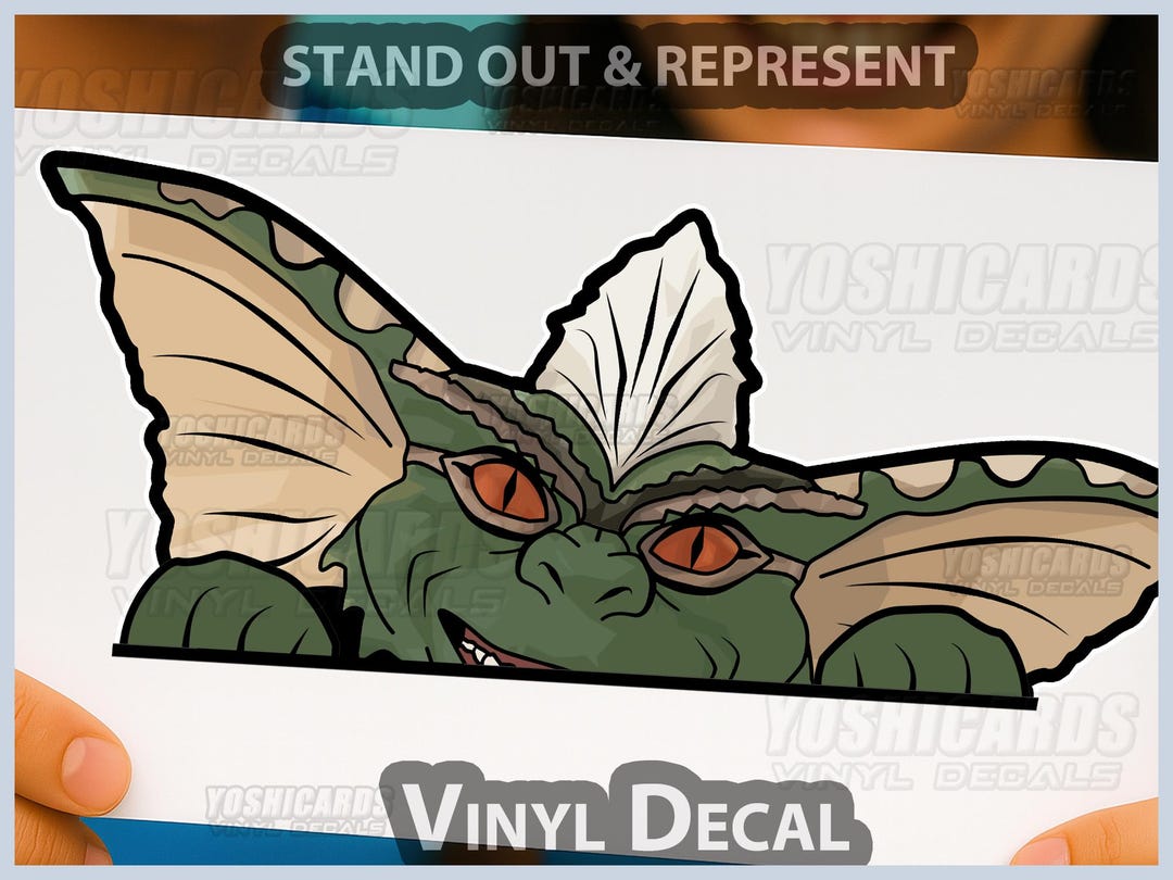 Stripe Peeker Car Sticker | Cute Gremlin Inspired Chibi Vinyl Decal for ...