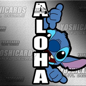 Aloha Side Peeking Stitch Hawaii Inspired Car Window Sticker Laptop ...