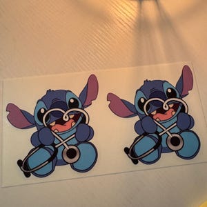 Two (2) Medium Medical Stitch Stethoscope Chibi Inspired Car Window ...