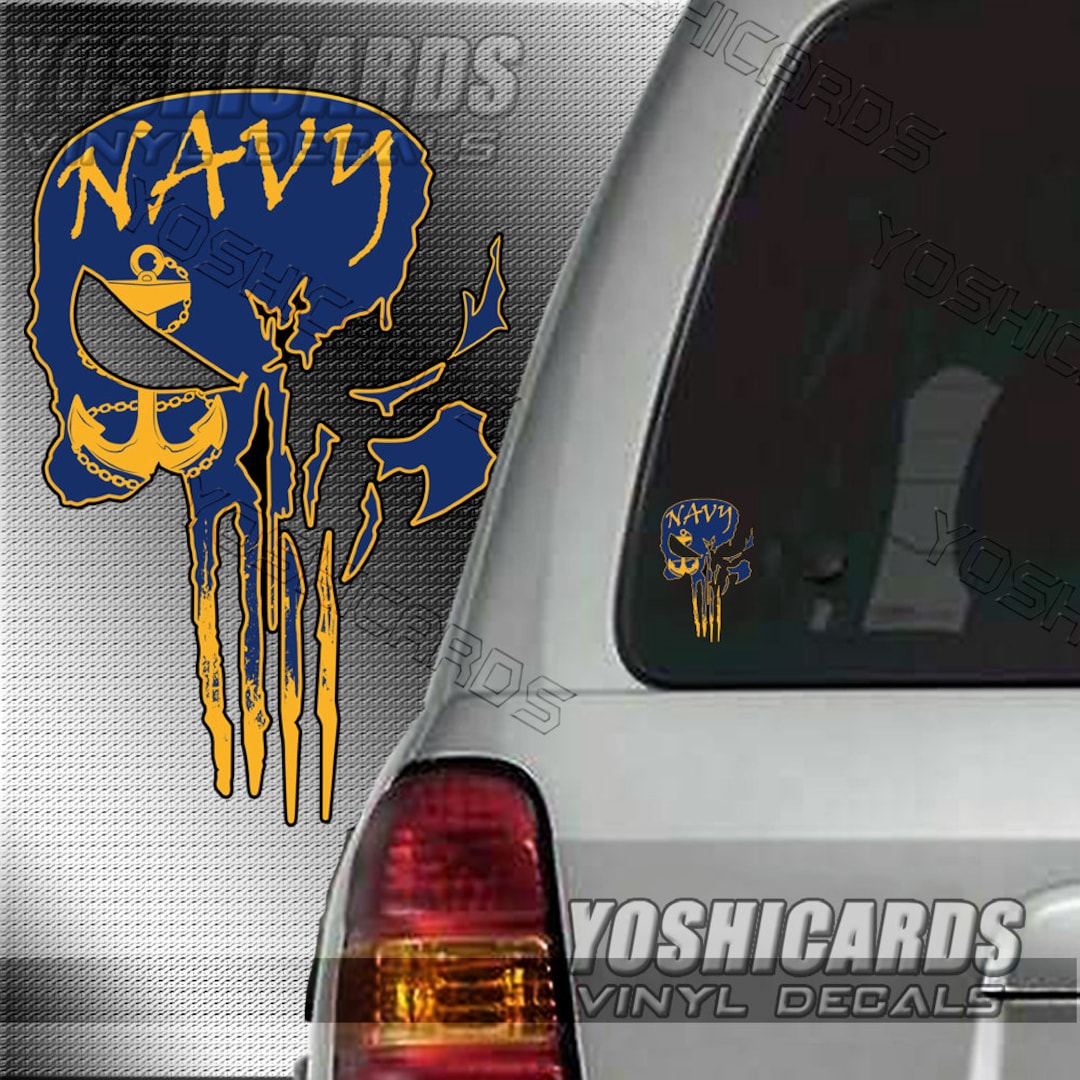 Navy USN Punisher Inspired Car Truck Window Sticker Laptop Vinyl Decal ...
