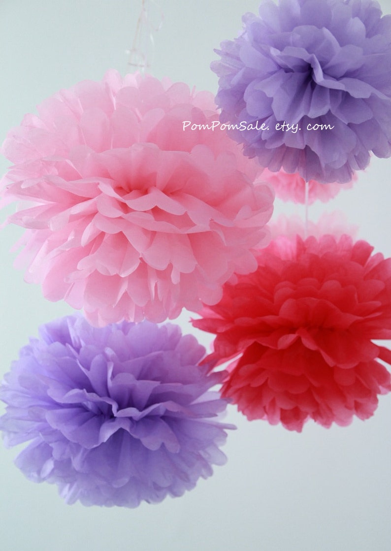 SALE Sofia the First 8 Mixed Size Tissue Paper Pom Poms | Etsy