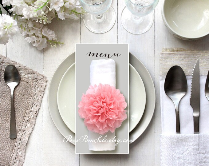 10 Napkin Rings, Tissue Paper Pom Pom, Tissue Paper Flowers, Napkin ...