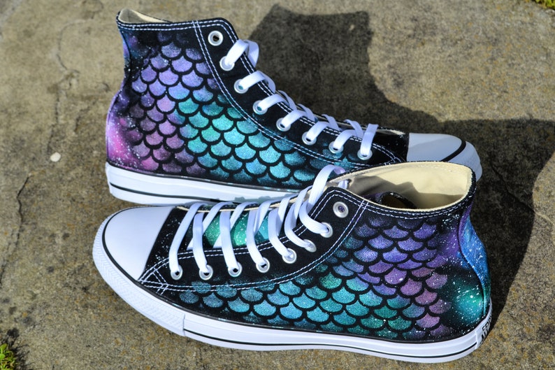 Mermaid Galaxy Converse Custom Painted Shoes Mermaid Scaled - Etsy UK