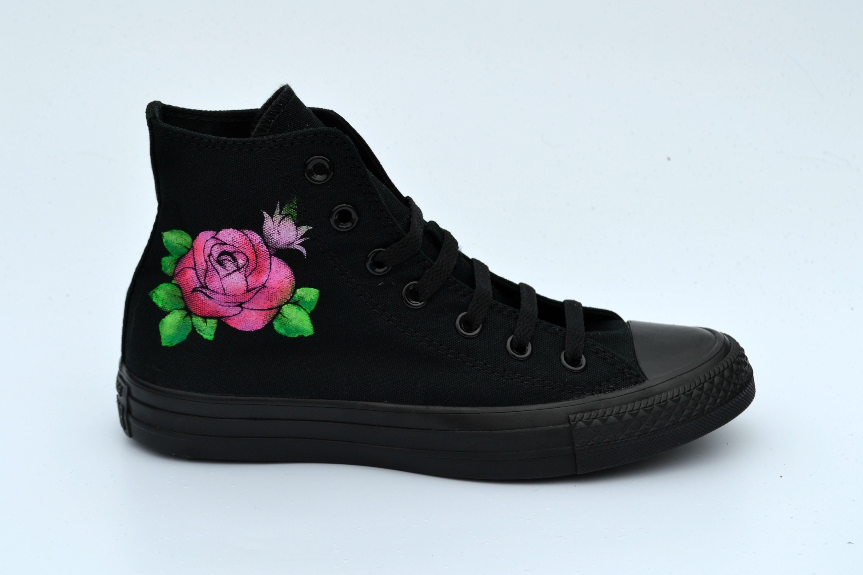 Floral Converse Rose Hi Tops Floral Sneakers Hand Painted - Etsy Israel