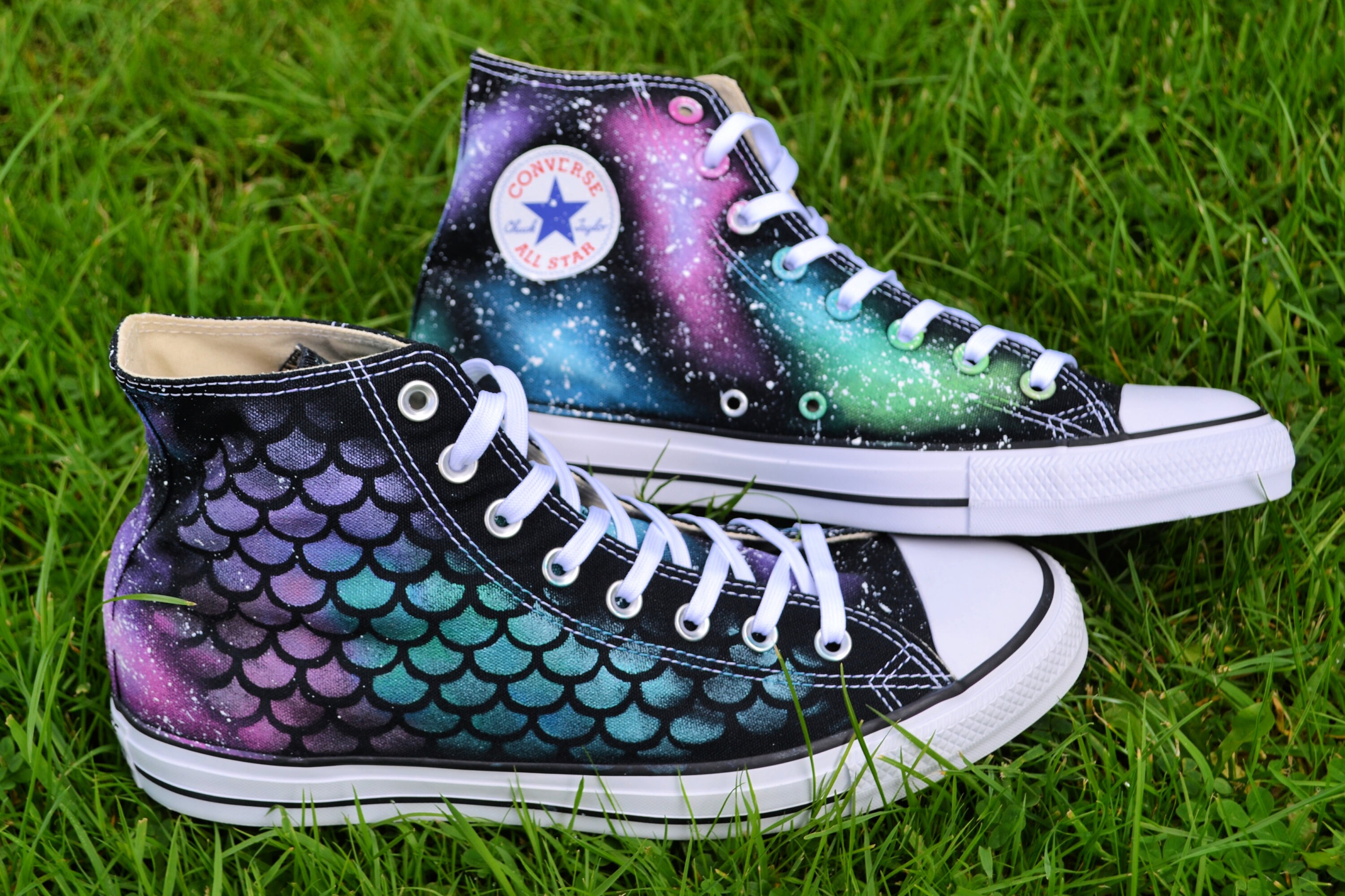 Mermaid Galaxy Converse Custom Painted Shoes Mermaid Scaled | Etsy