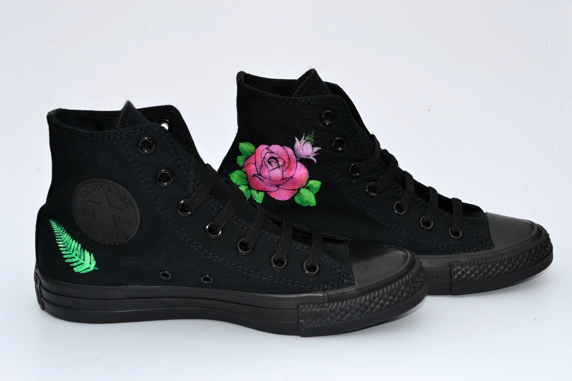 Floral Converse Rose Hi Tops Floral Sneakers Hand Painted - Etsy Israel