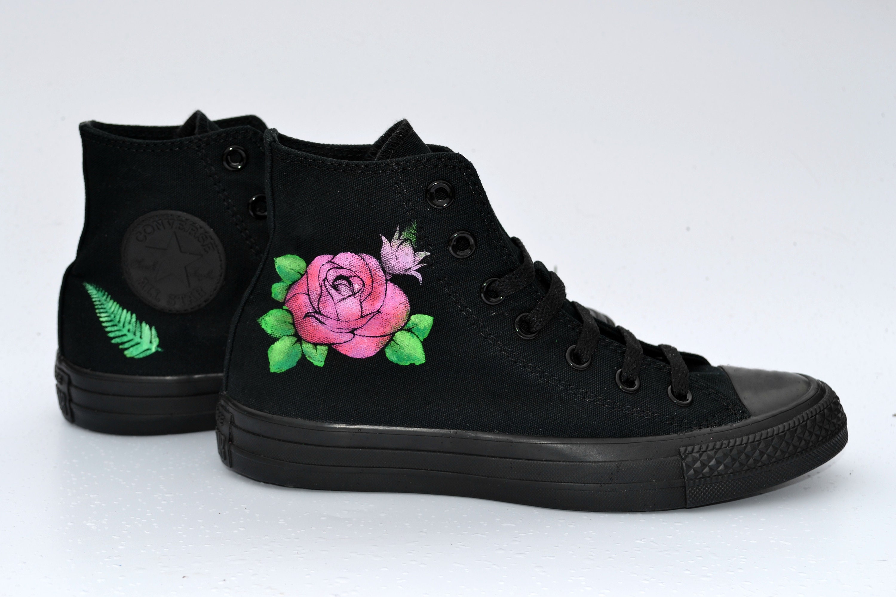 Floral Converse Rose Hi Tops Floral Sneakers Hand Painted - Etsy Israel