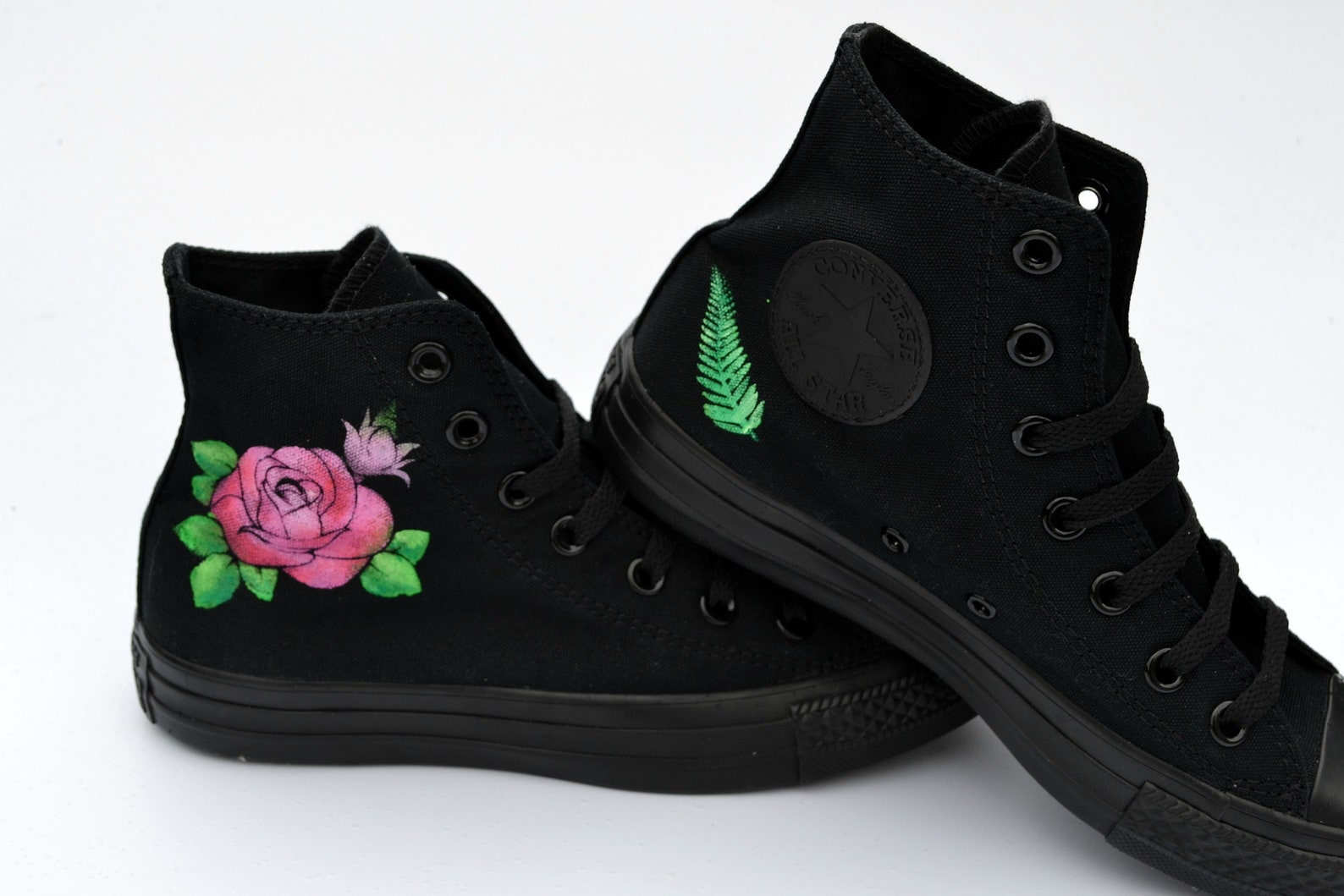 Floral Converse Rose Hi Tops Floral Sneakers Hand Painted - Etsy Israel