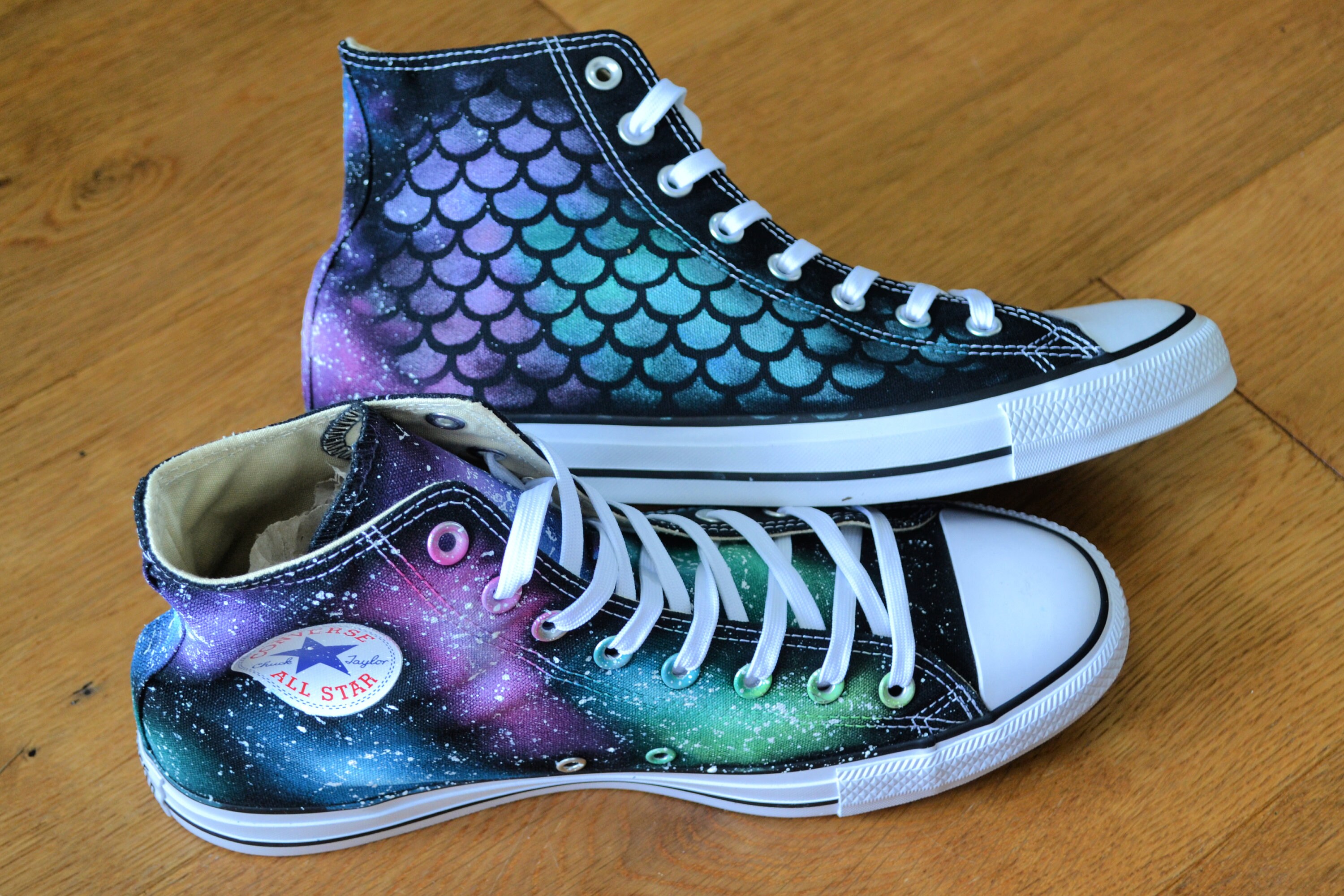 Mermaid Galaxy Converse Custom Painted Shoes Mermaid Scaled | Etsy