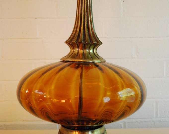 Vintage Amber Colored Glass Tall Aladin Lamp - Etsy