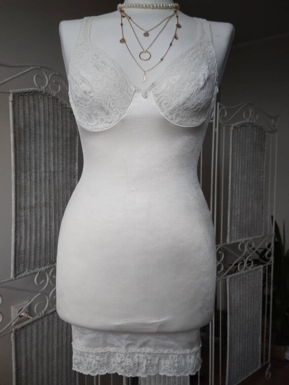 Vintage Luxury White Fitted Bodysuit Girdle Body Shap… - Gem