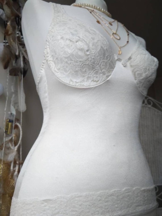 Vintage Luxury White Fitted Bodysuit Girdle Body Shap… - Gem