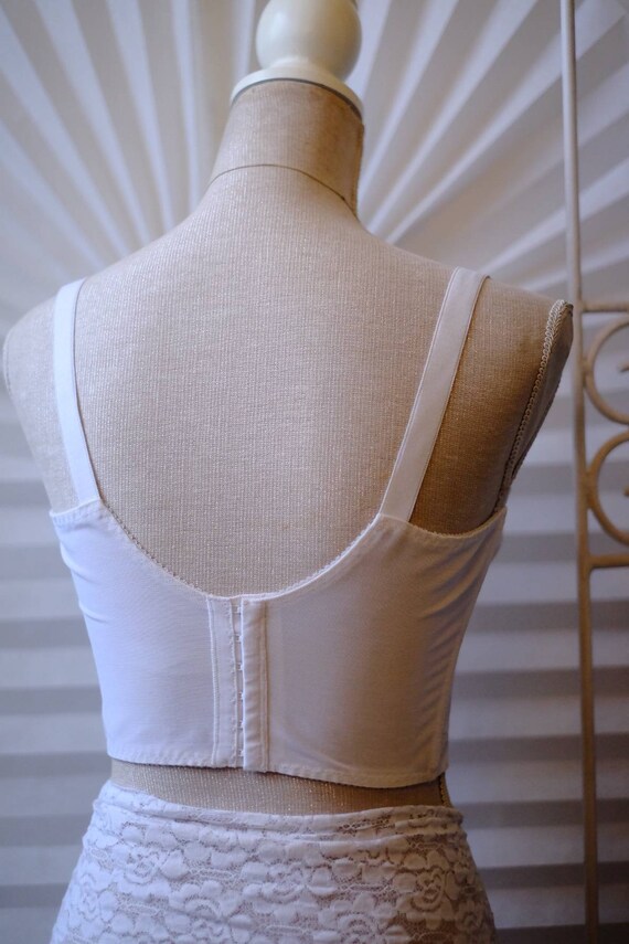 Vintage Rare 60's Long Line Bullet Bra White Panelle… - Gem