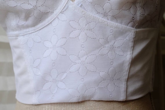 Vintage Rare 60's Long Line Bullet Bra White Panelle… - Gem