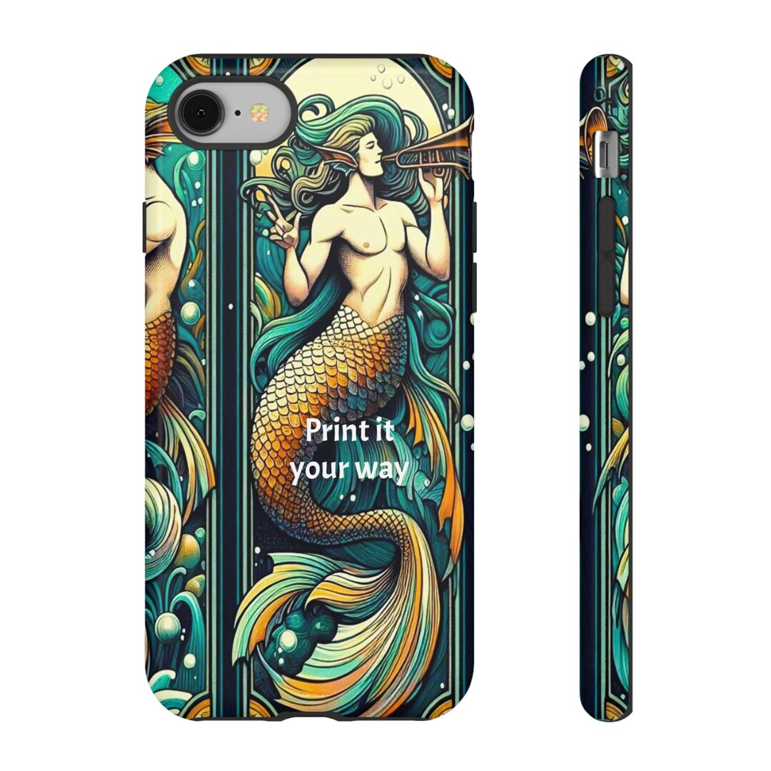 Artistic Merman Phone Case: Underwater Fantasy Art, Tough Phone Cover ...
