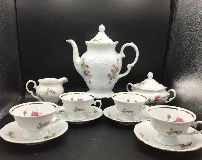 Wawel STUNNING Moss Rose Tea Set - Krzysztof Porcelain Co - Poland - Etsy