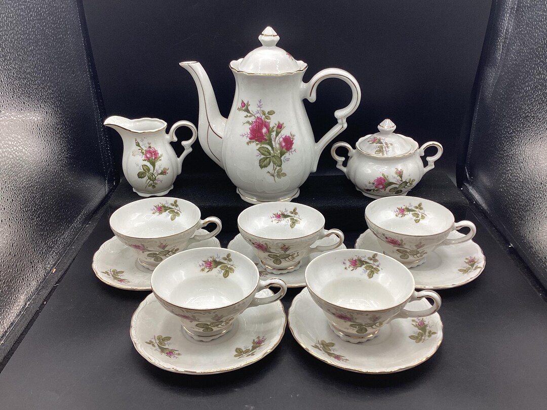 Lipper Mann Moss Rose Tea Set - Service for 5 - Etsy