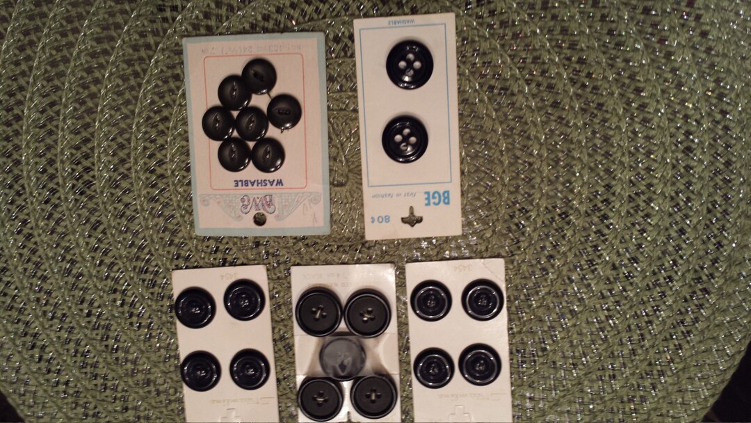 Vintage Black Buttons on Cards - Etsy