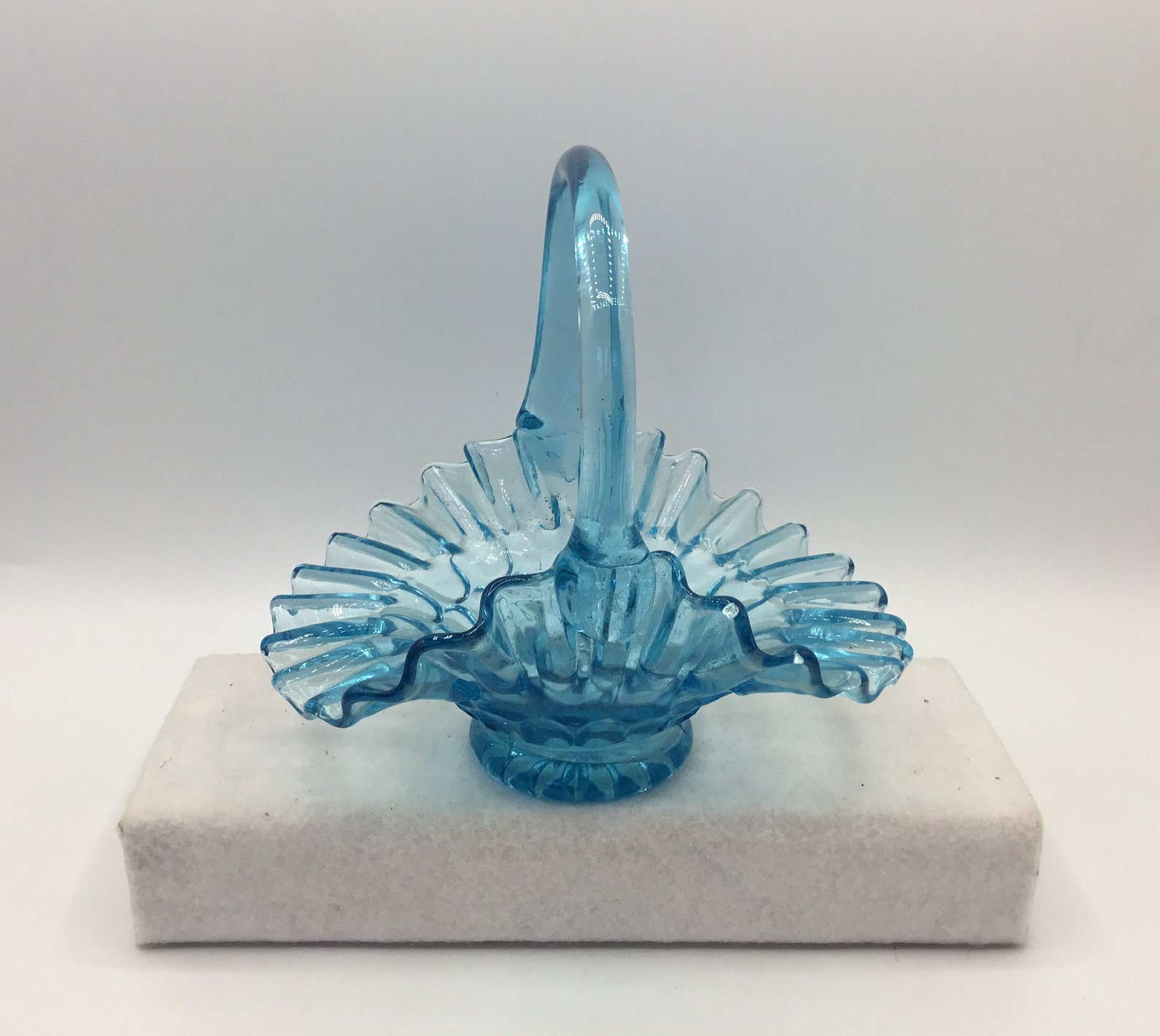 Small Light Blue Glass Basket Fenton - Etsy