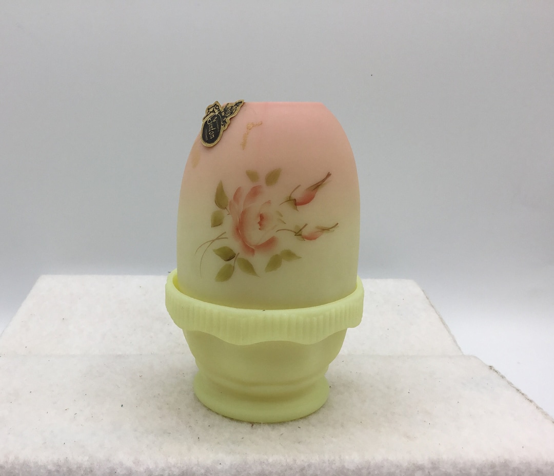 Burmese Fairy Lamp - Pink Flowers -uranium Glass Glow - Etsy