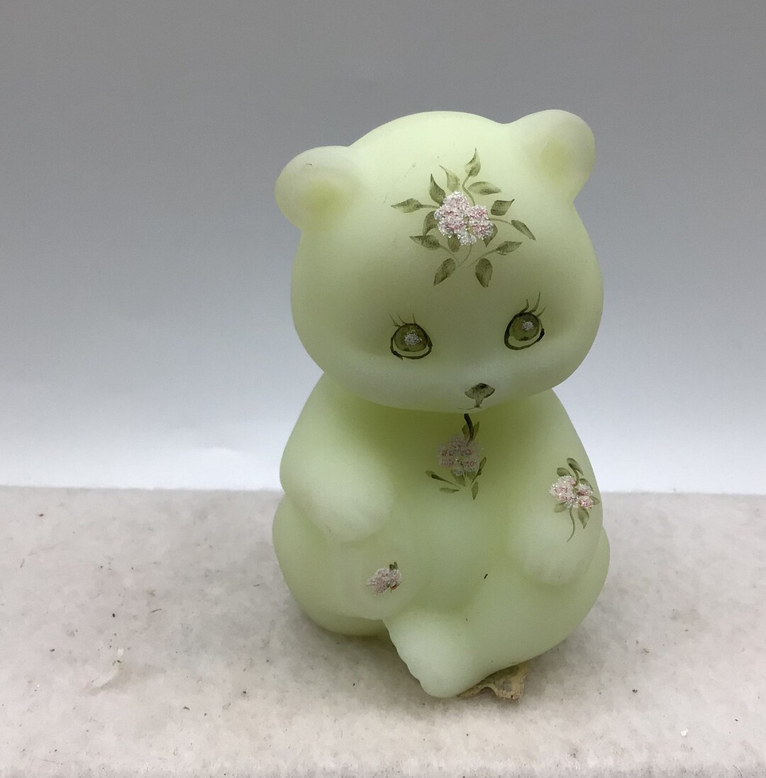 Fenton Teddy Bear - Custard -uranium Glass - Etsy