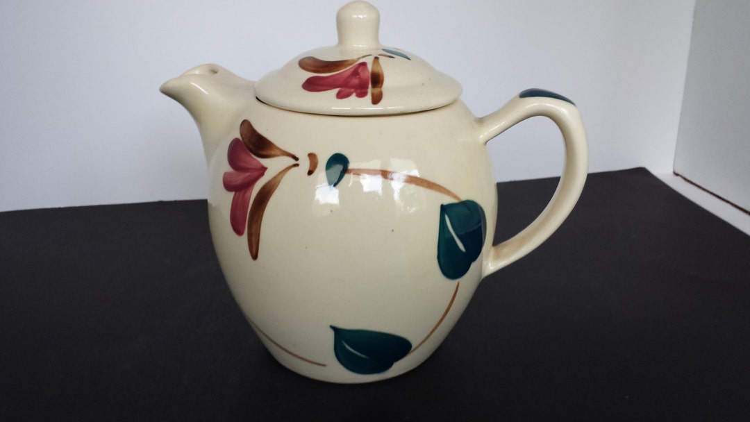 Purinton Teapot Red Blossom Ivy - Etsy