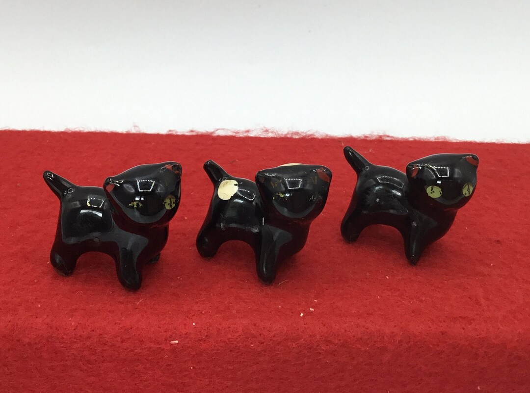 Vintage Set of 3 Mini Black Cats 26 - Etsy