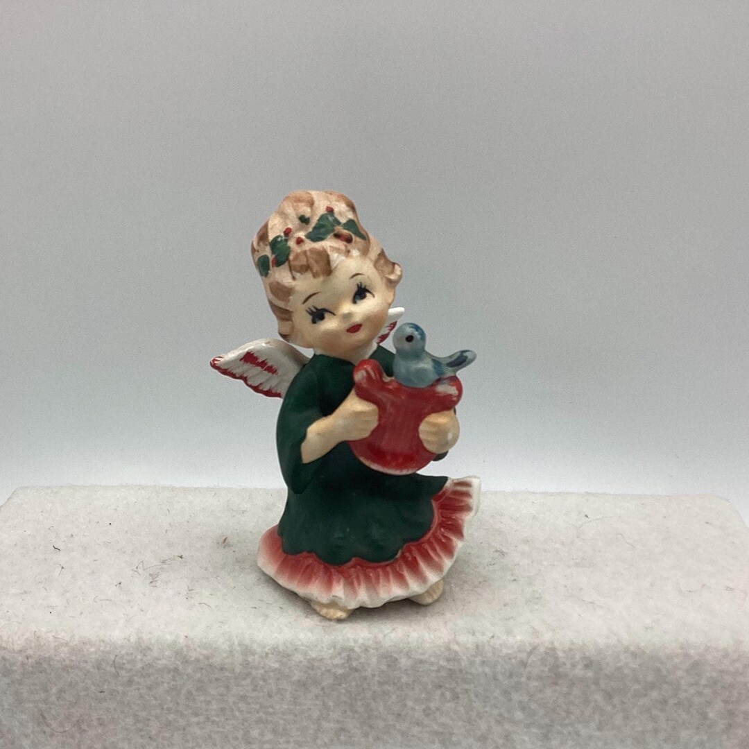 Lefton Angel With Blue Bird - Etsy