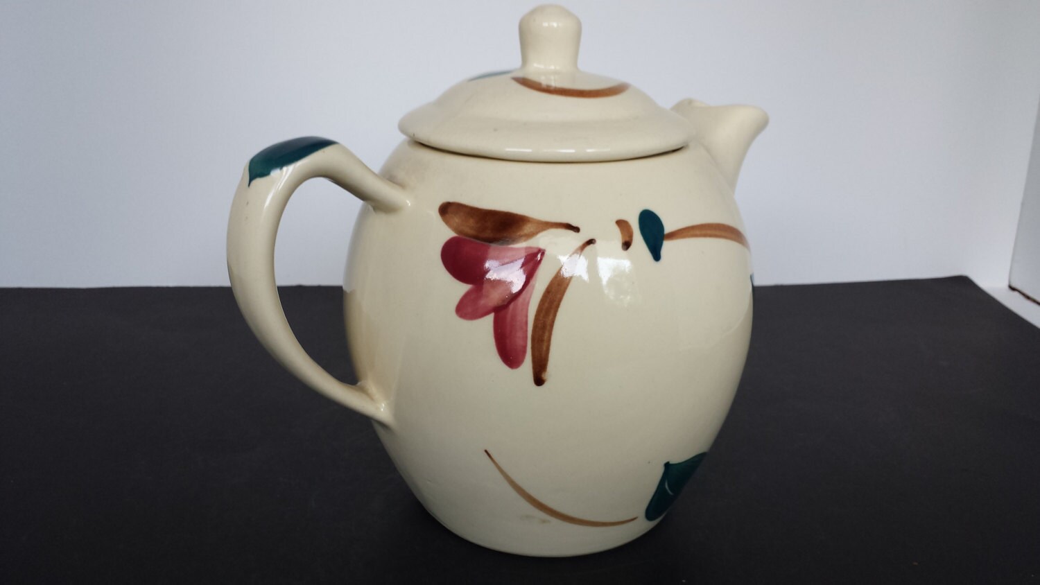 Purinton Teapot Red Blossom Ivy - Etsy