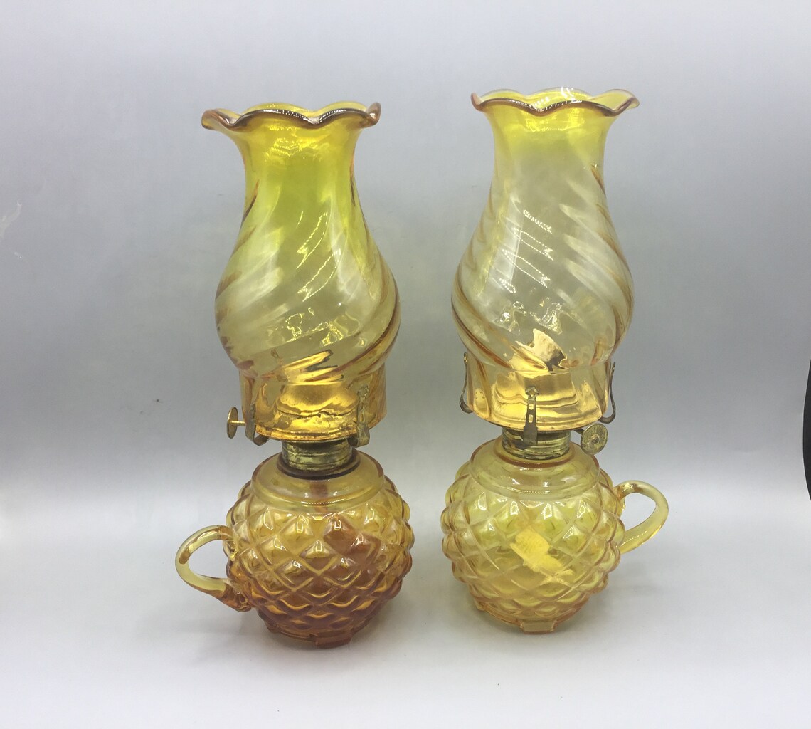Plume and Atwood Pair of Amber Lamps Dorset Thomaston USA - Etsy
