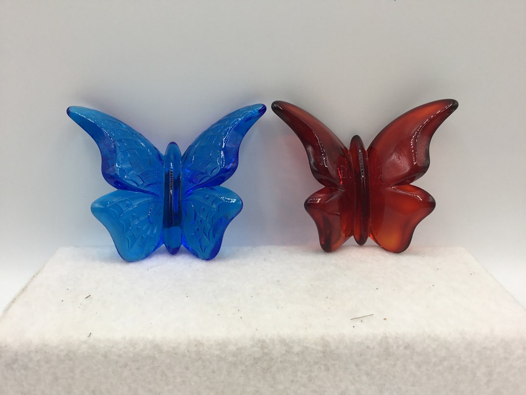Fenton Glass Butterfly Choose Red or Blue - Etsy