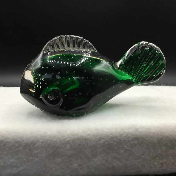 Green Glass Fish Paperweight - Etsy