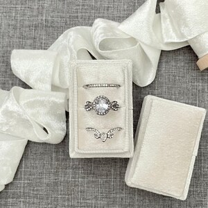 3 Slot Ring Box White, Three Ring Box, Velvet Triple Ring Box for Flat ...