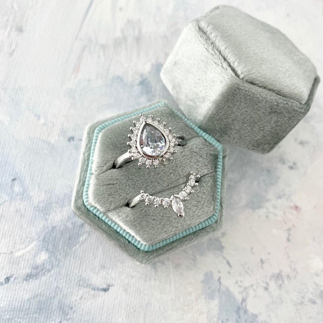 Sage Green Ring Box, Sage Green Wedding Ring Box, Sage Green Velvet ...