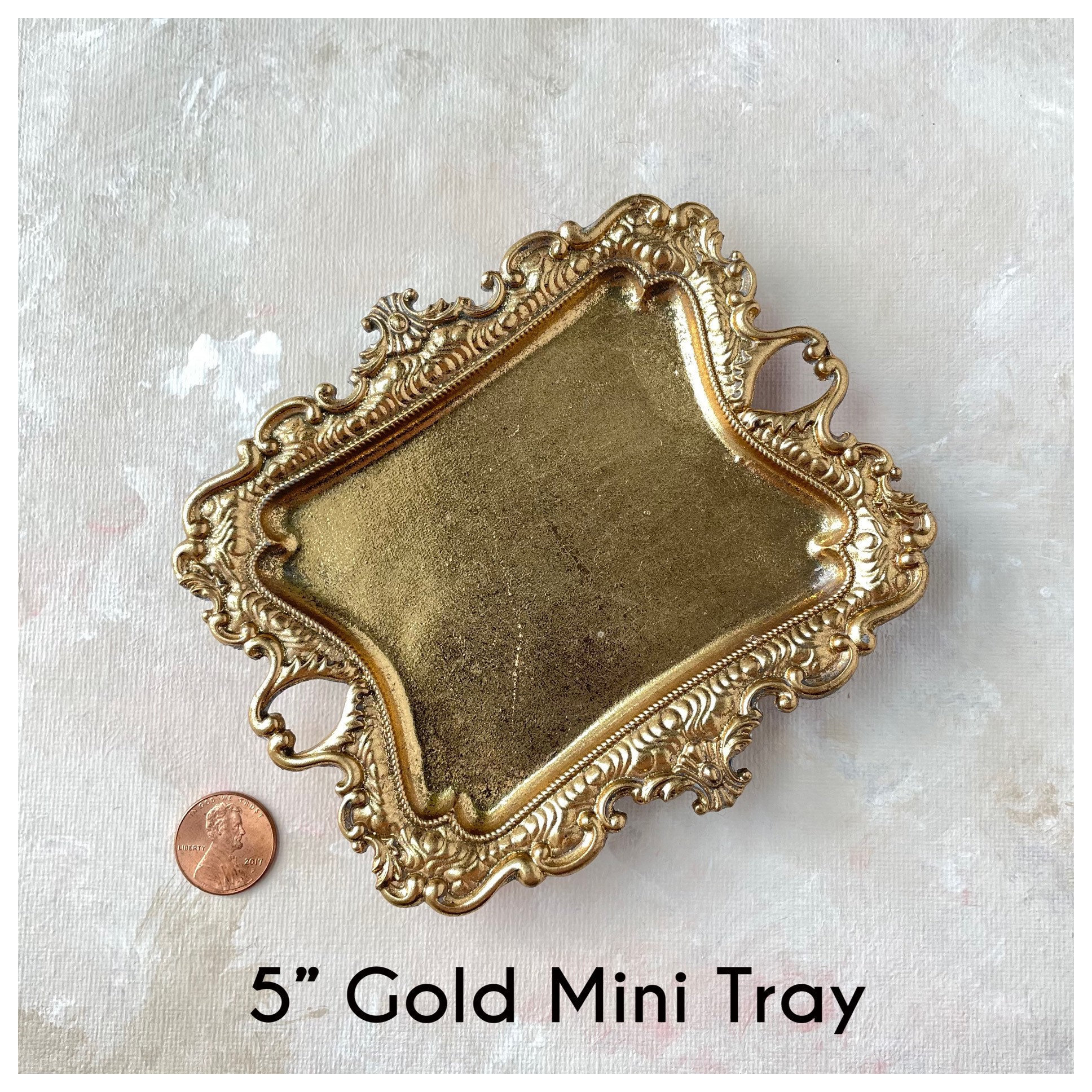 Gold Styling Tray Vintage Gold Tray Gold Ring Dish Flat Lay - Etsy
